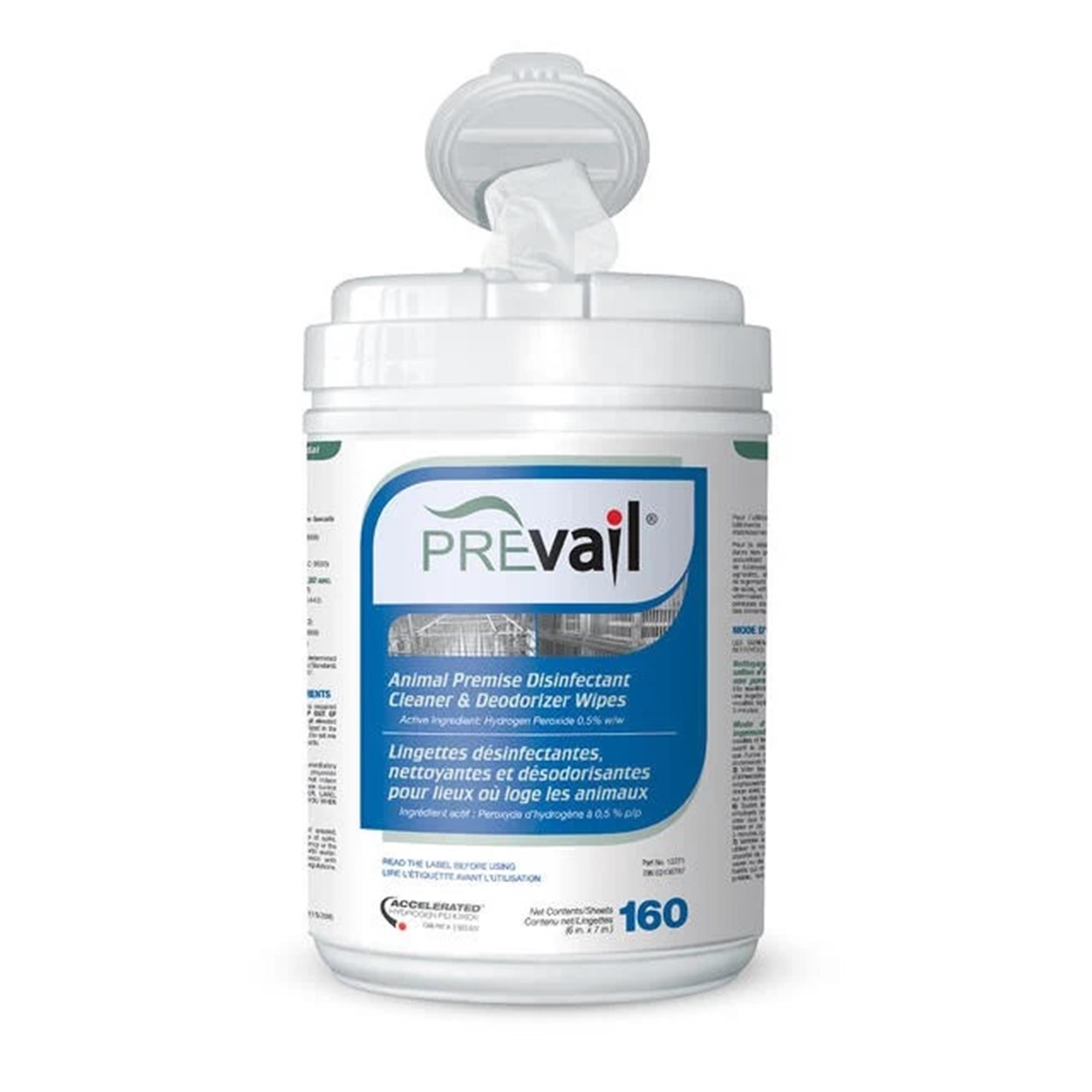 Prevail Animal Premise Disinfectant Cleaner & Deodorizer Wipes - 160 ...